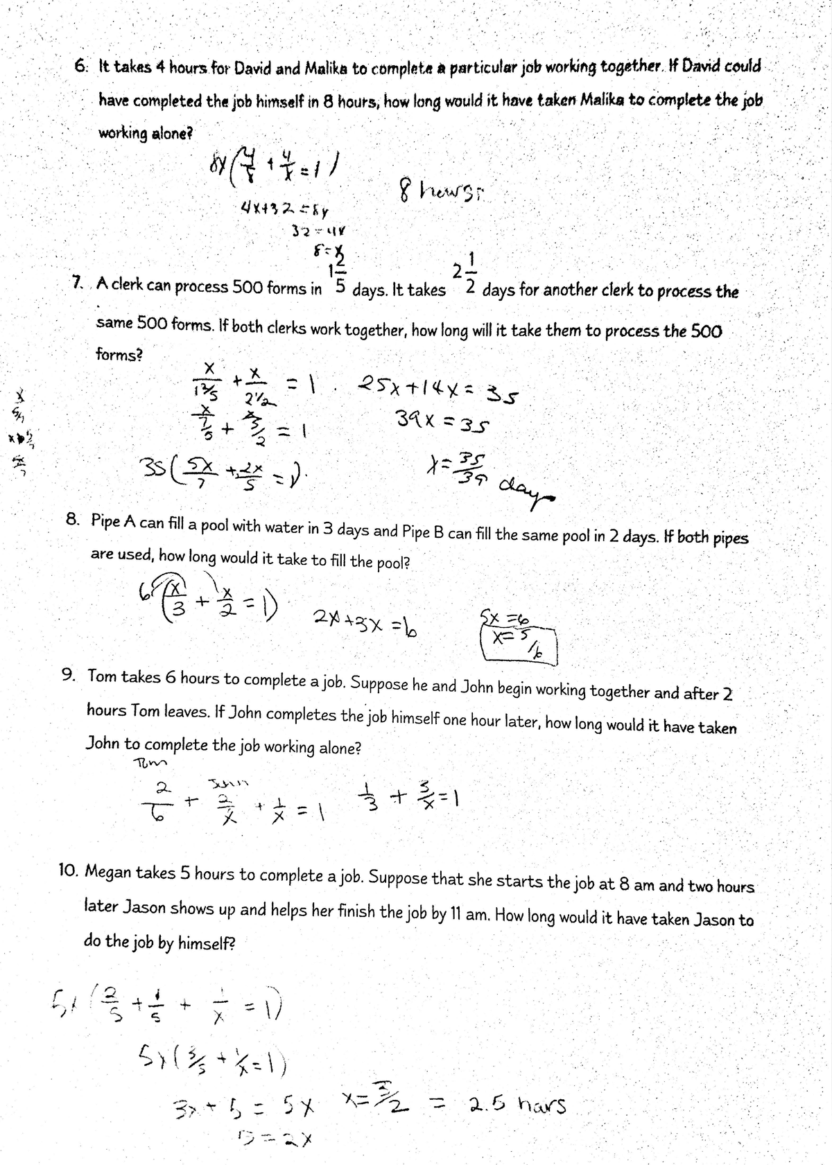 Math Problems on Work Rates and Collaboration (Course Code: 6) - Studocu