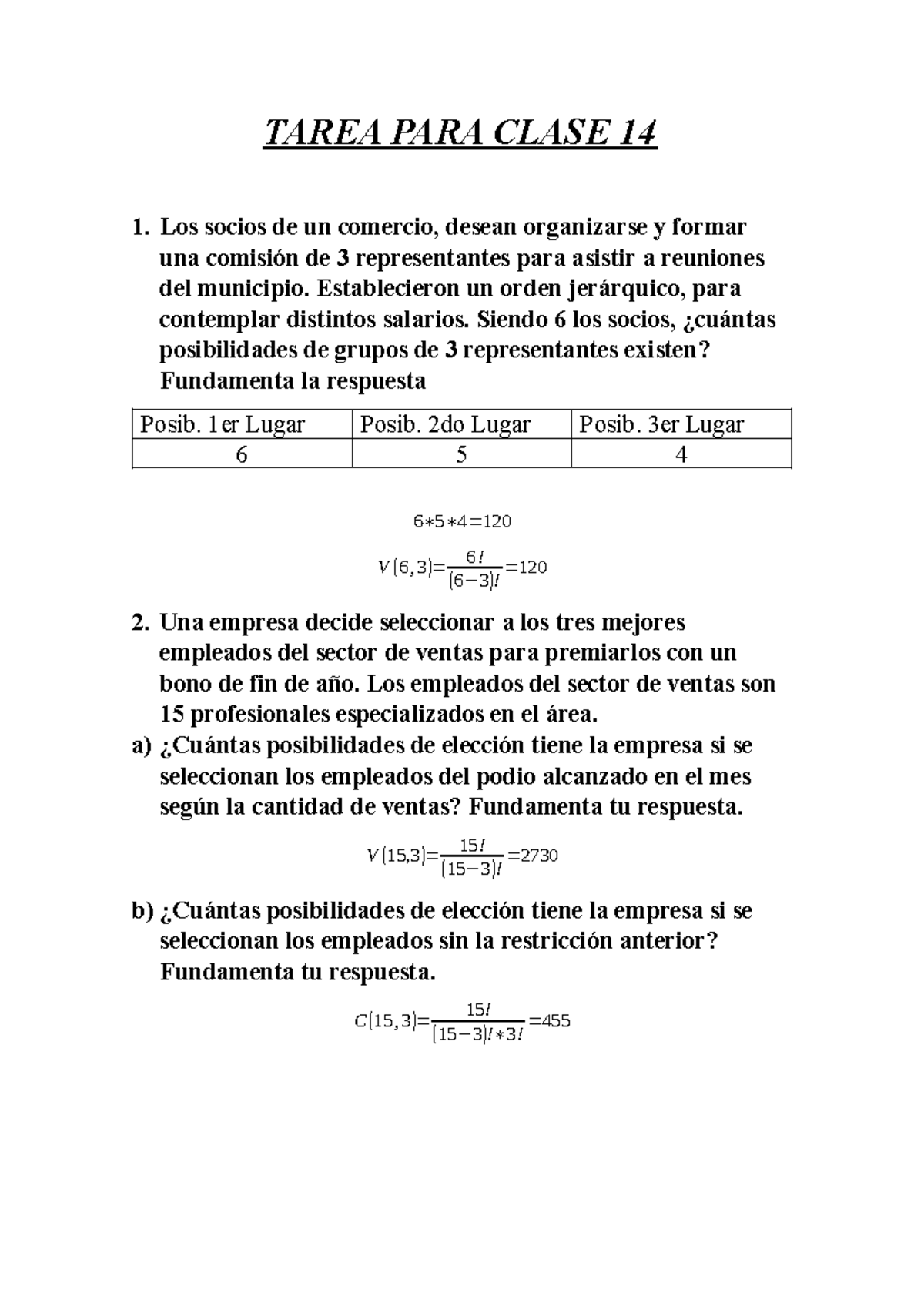 Clase 14: Repaso de Combinatoria y Matrices - MIP + AC - Studocu