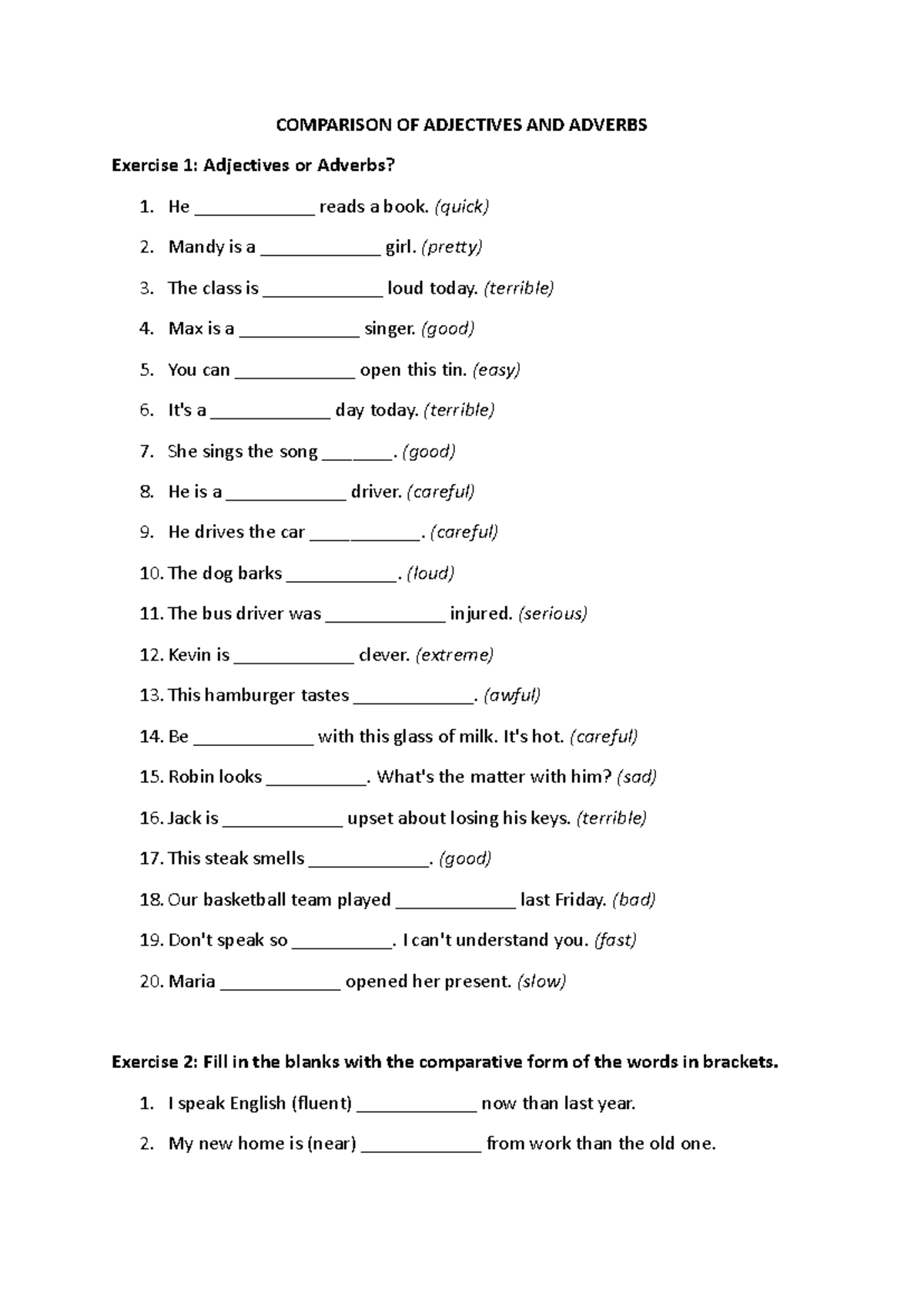 Comparison OF Adjectives AND Adverbs - COMPARISON OF ADJECTIVES AND ...