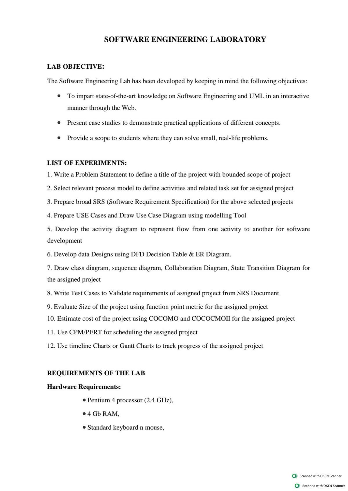 Software Engineering Lab Manual: Online Quiz System (OQS) Guide - Studocu