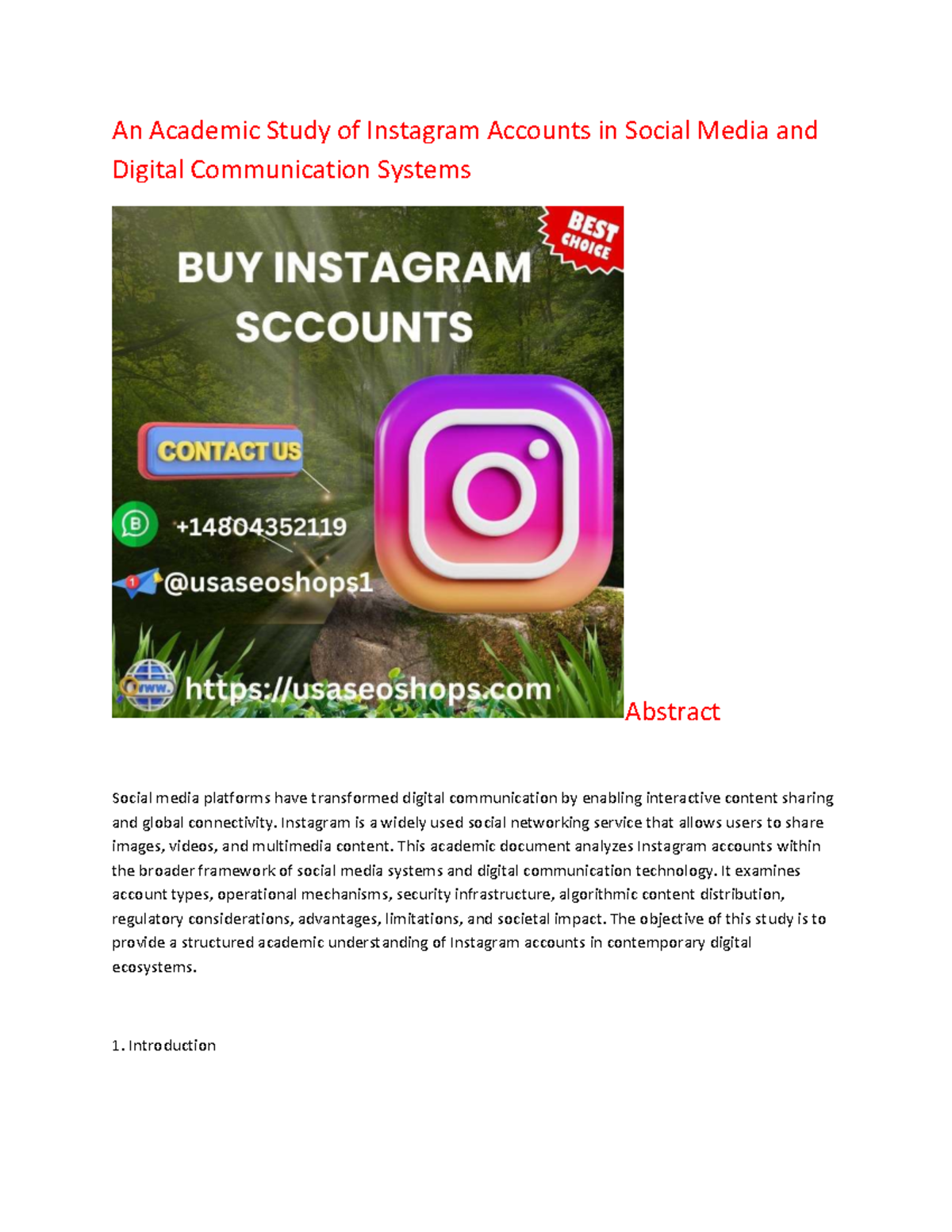 Academic Analysis of Instagram Accounts in Digital Communication ...