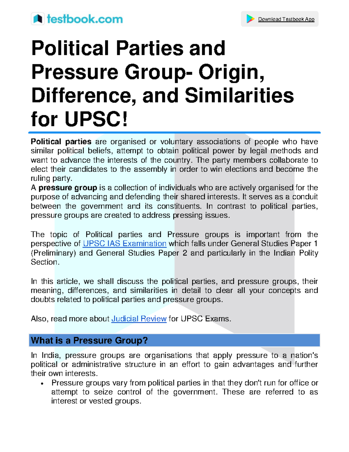 Political Parties vs Pressure Groups: Key Concepts for UPSC 08f0debf ...