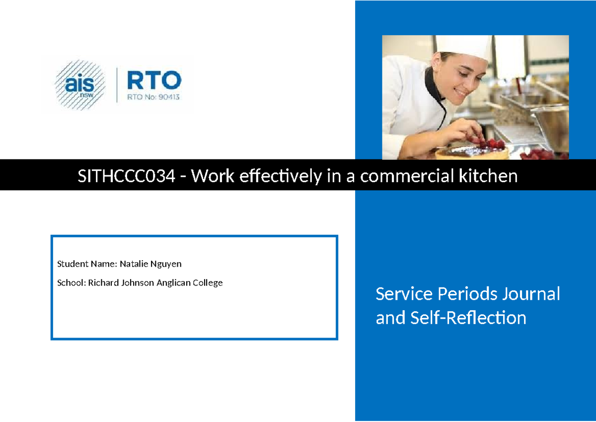 Service Period Journal for Work Effectively in a Commercial Kitchen ...