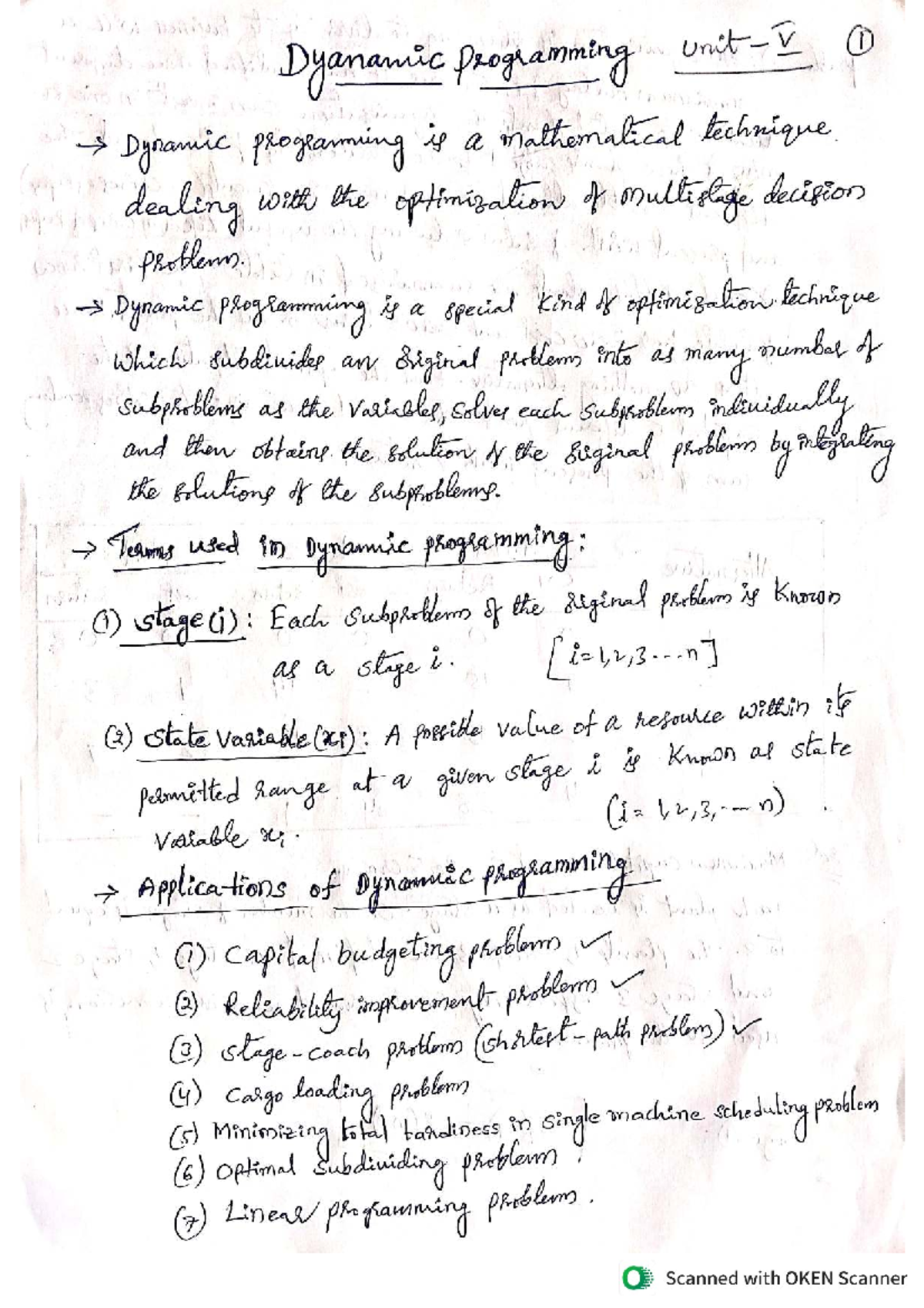 Dynamic Programming I: Optimization Techniques and Applications - Studocu
