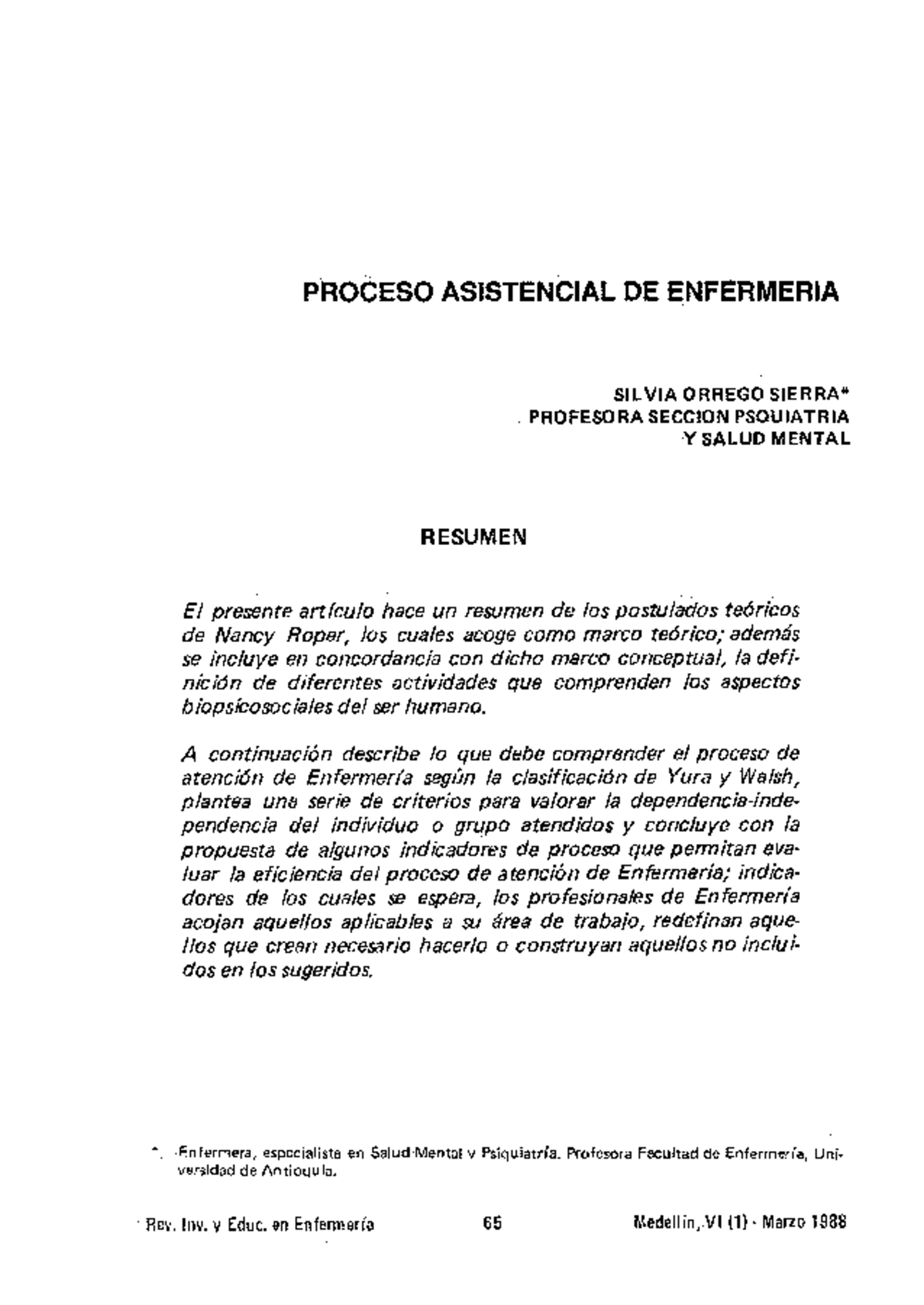 Proceso Asistencial De Enfermería - Dialnet (Código: 5299367) - Studocu