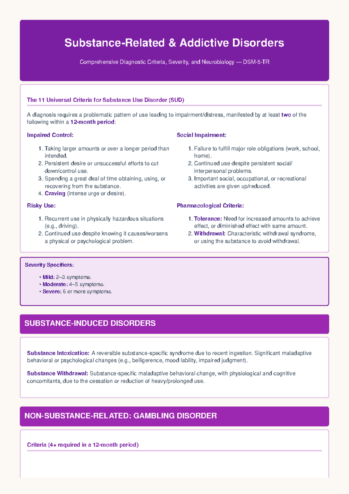 Substance Related Disorders: DSM-5 TR Criteria & Neurobiology - Studocu