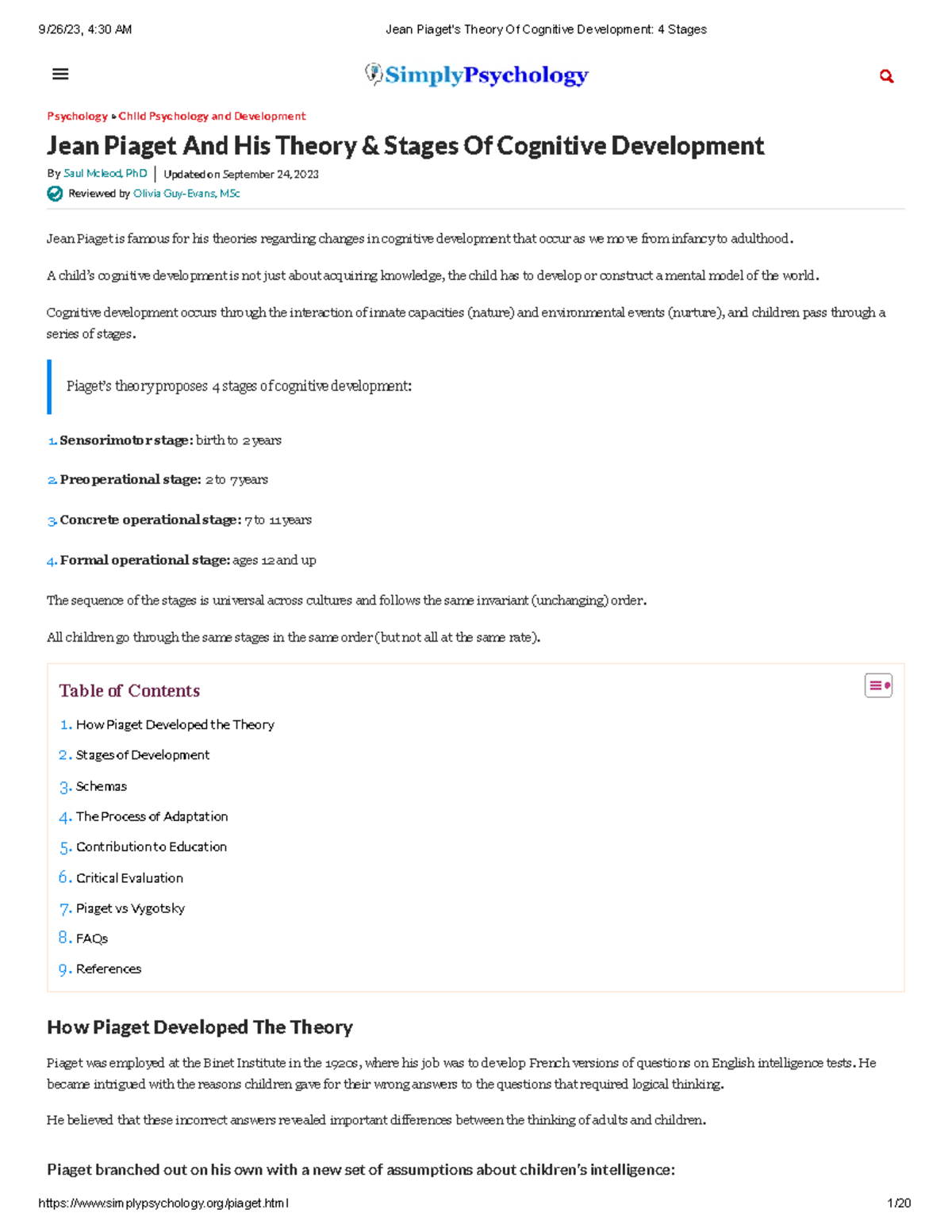 Jean Piaget's Cognitive Development Theory: Exploring 4 Key Stages ...