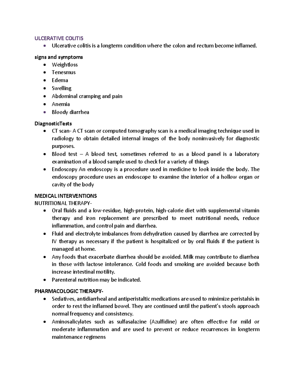 Ulcerative Colitis - Medsurg - GI Tract Abnormalities & Clinical ...