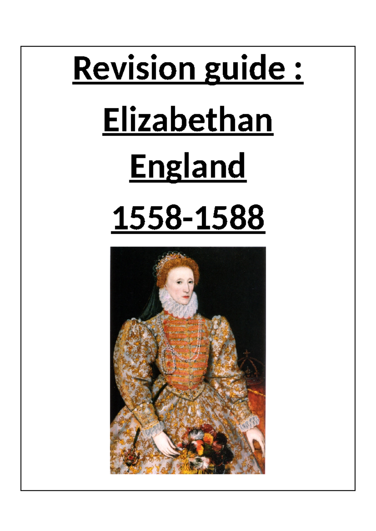Elizabethan History Revision Booklet: Key Issues and Challenges (Part 1 ...