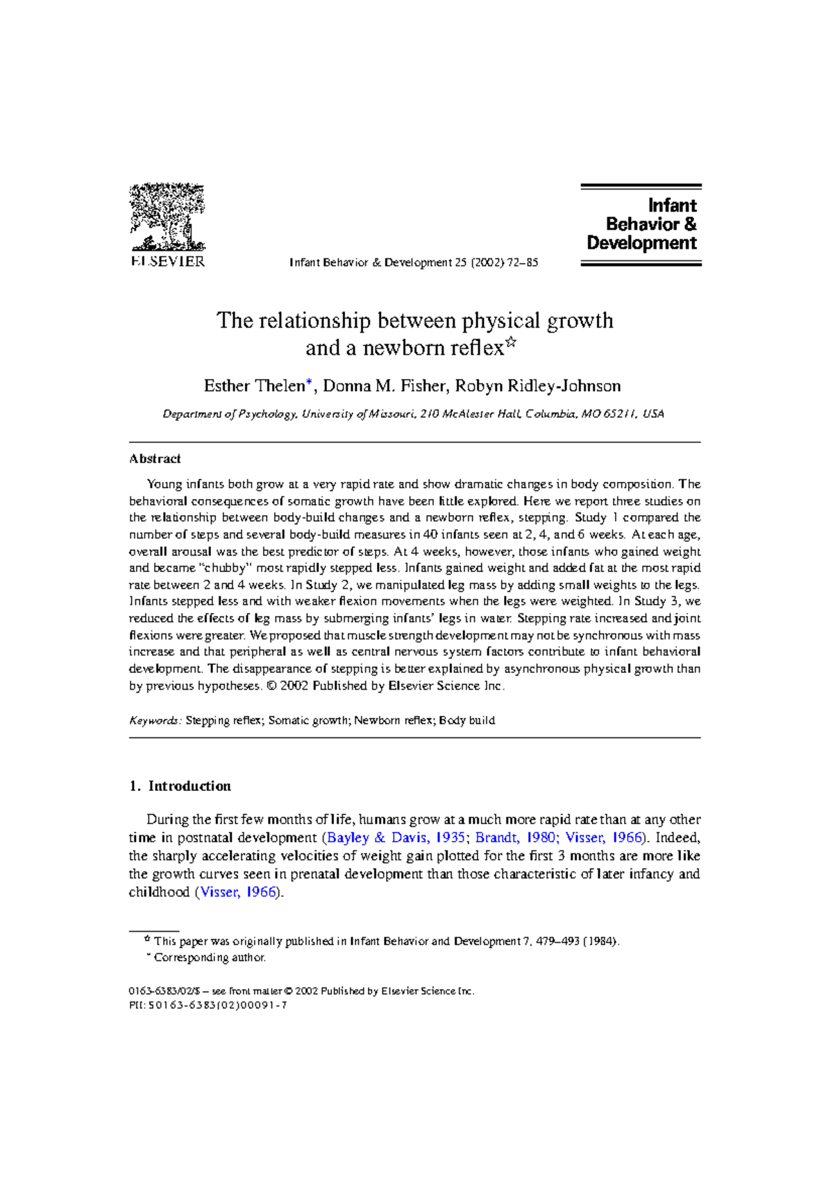 The Relationship Between Physical Growth and Newborn Stepping Reflex ...