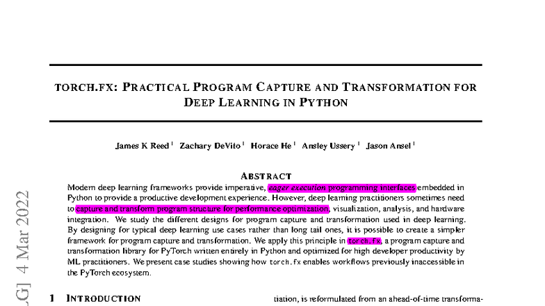 torch.fx: Practical Program Capture & Transformation for Deep Learning in Python - Studocu