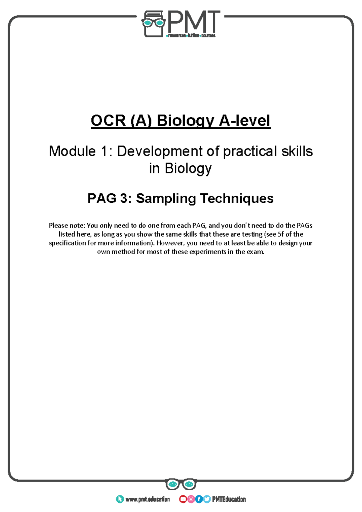 PAG 03 - Sampling Techniques 230317 144510 - OCR (A) Biology A-level Module 1: Development of ...