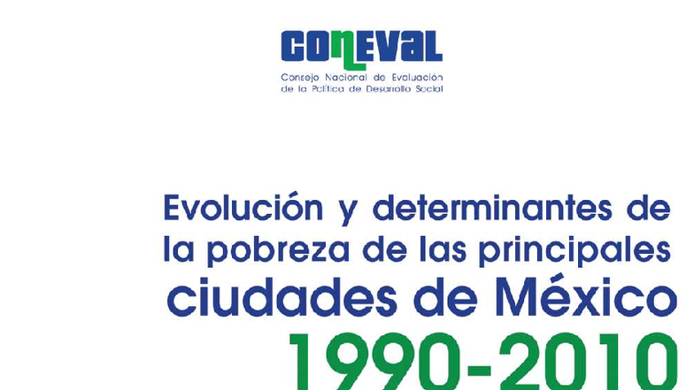 Evolución y Determinantes de la Pobreza en Ciudades de México - CONEVAL ...