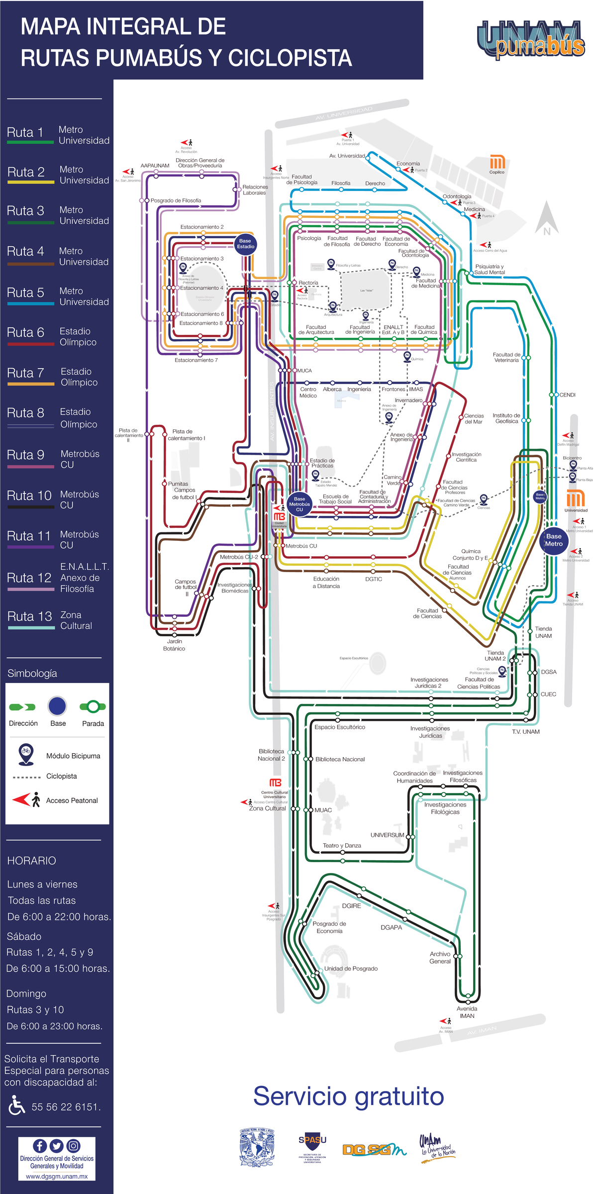 MAPA INTEGRAL DE RUTAS PUMABÚS Y CICLOPISTA AD SID R E V I N AV. U ...