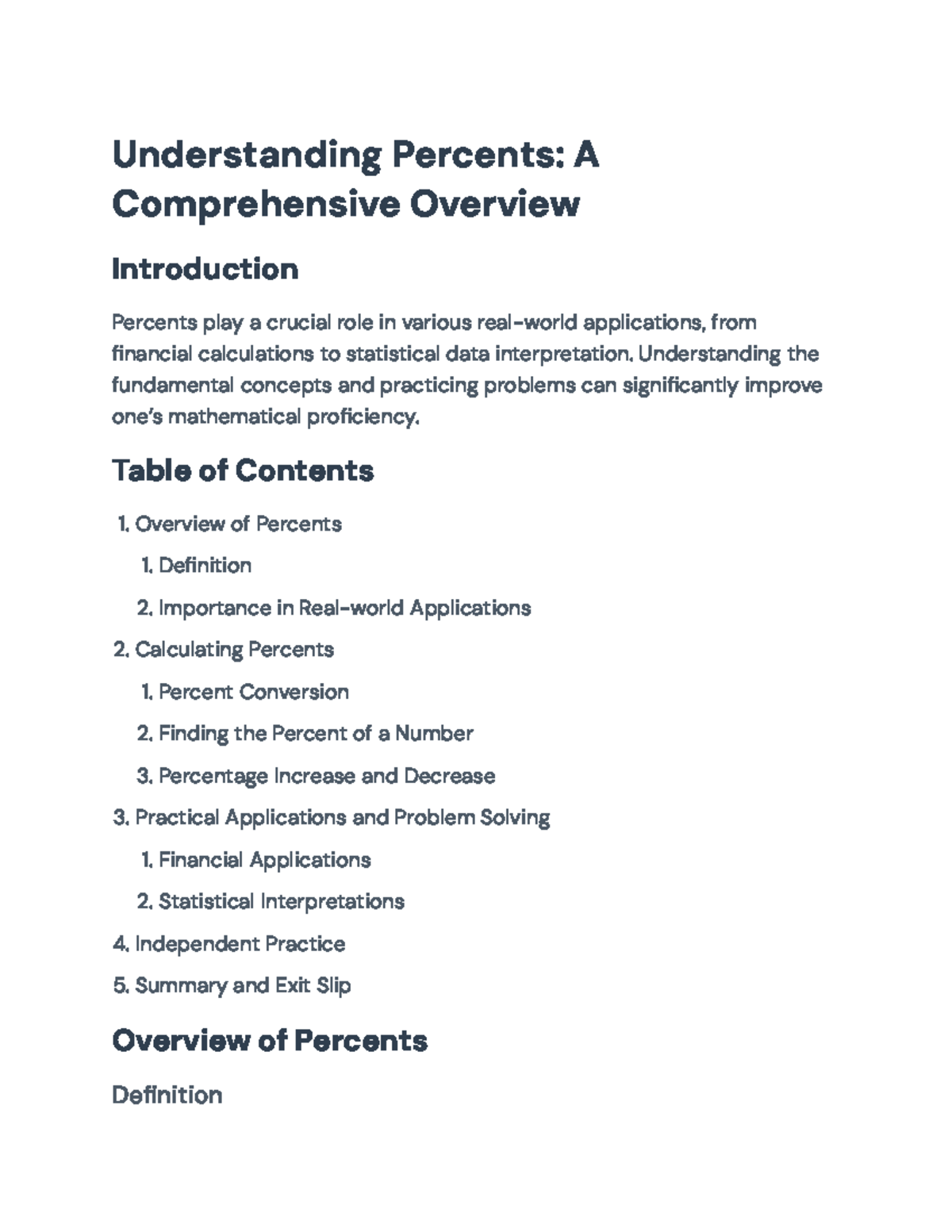 Understanding Percents: Formulas and Real-World Applications - Studocu