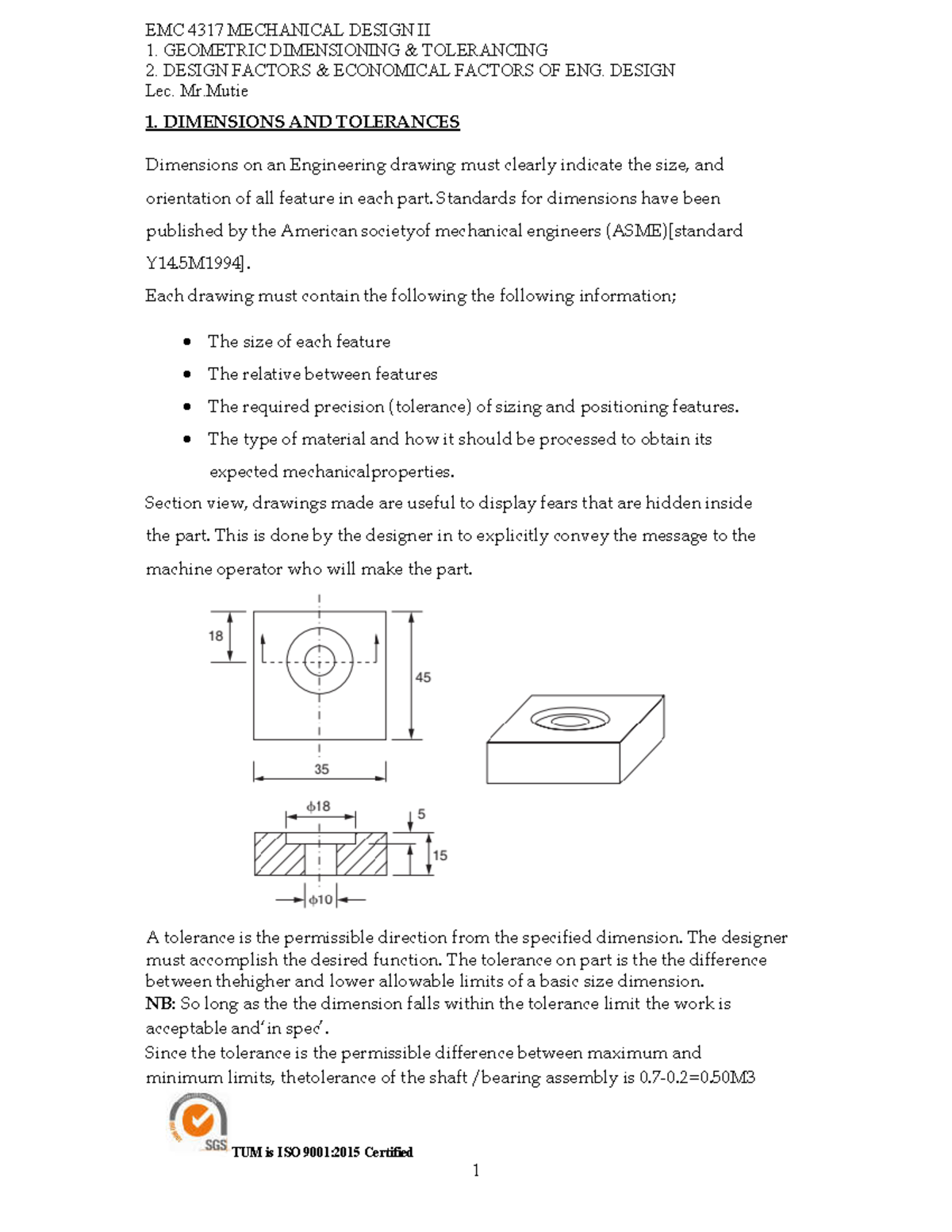 EMC 4317 Geometric Dimensioning & Tolerancing in Engineering Design ...