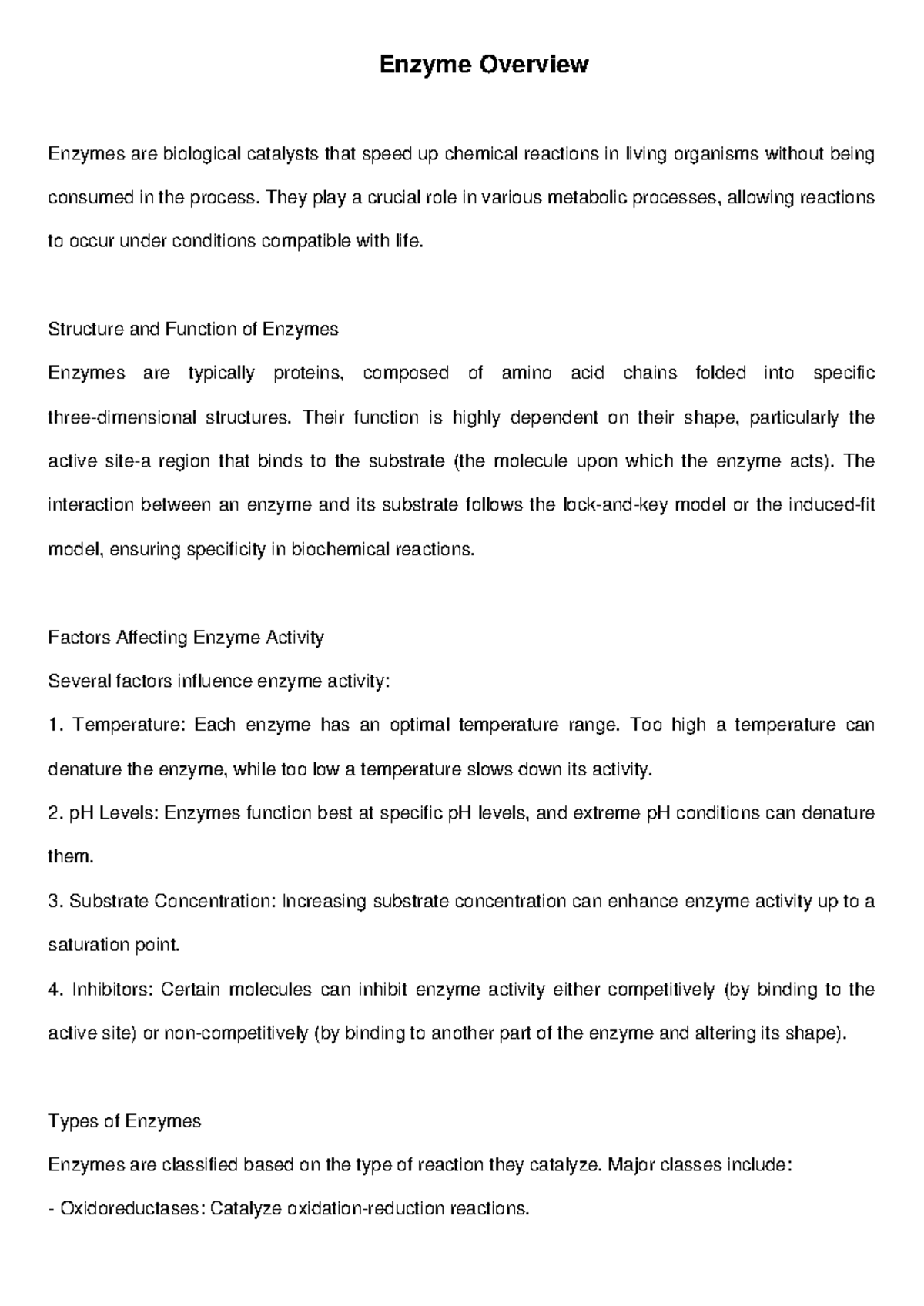 Enzyme Overview: Summary of Structure, Function, and Activity Factors ...