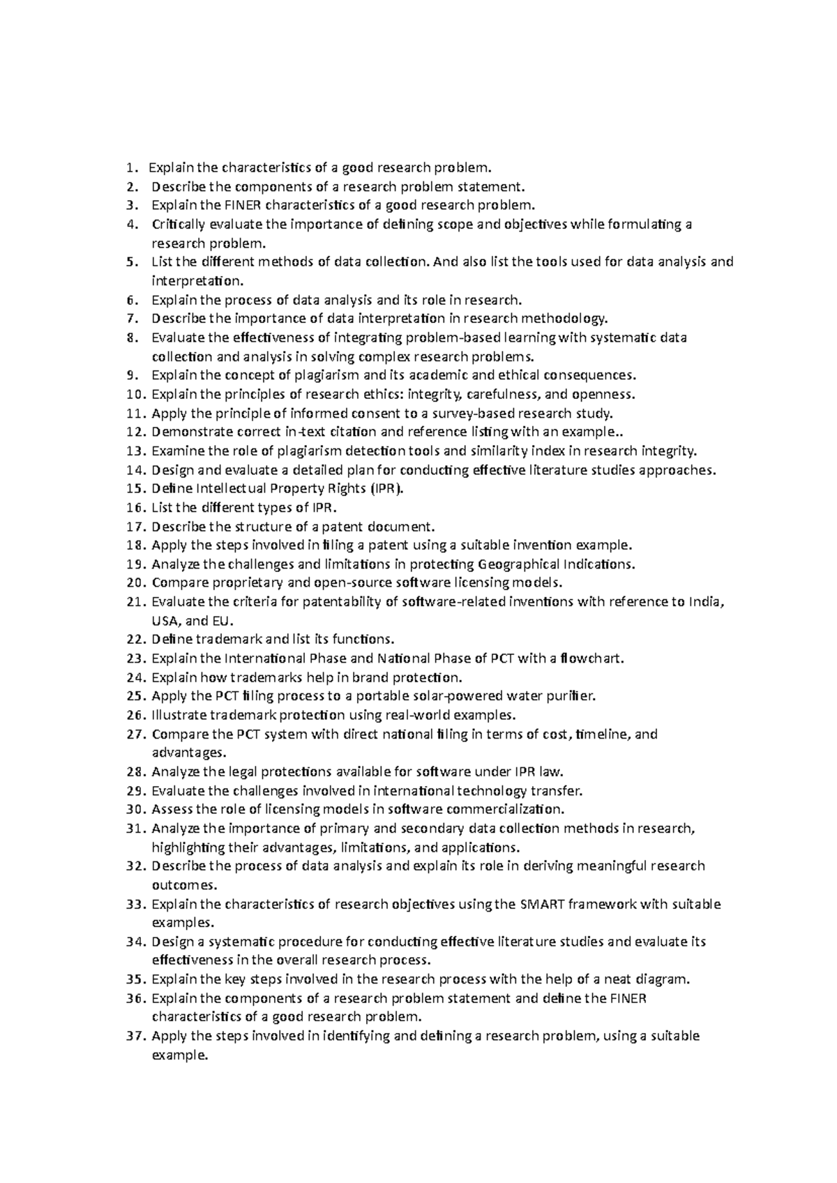 Practice Set ETE: Research Problem Characteristics & Methodology - Studocu