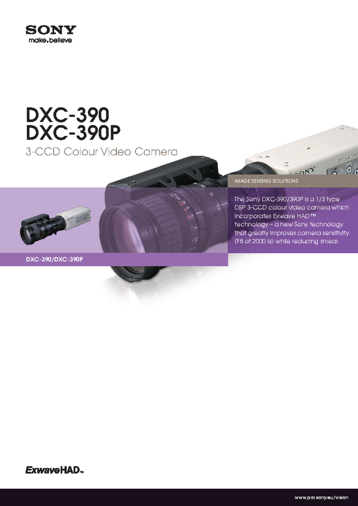Dxc-390 Series Datasheet: Advanced Colour Video Camera Solutions - Studocu