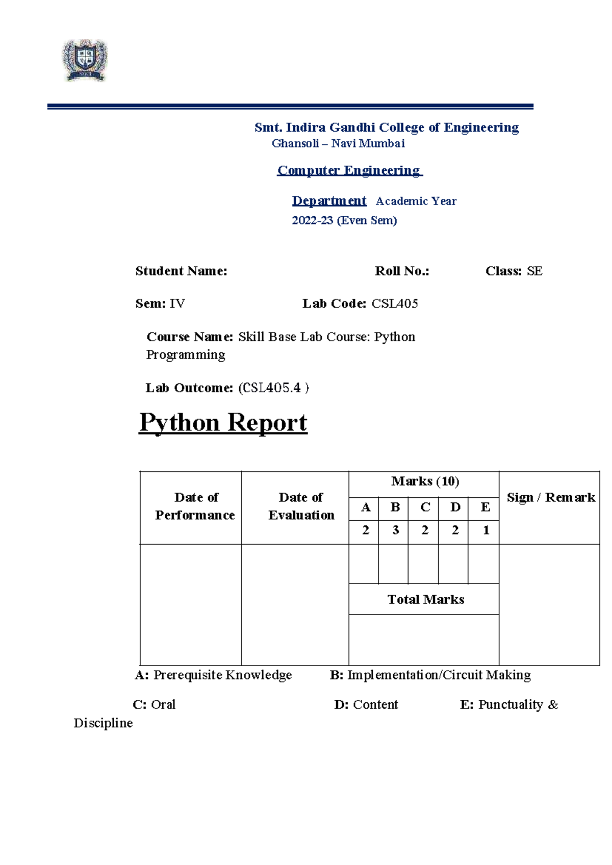 Python Programming Lab Project Report: Color Game (CSL405) - Studocu