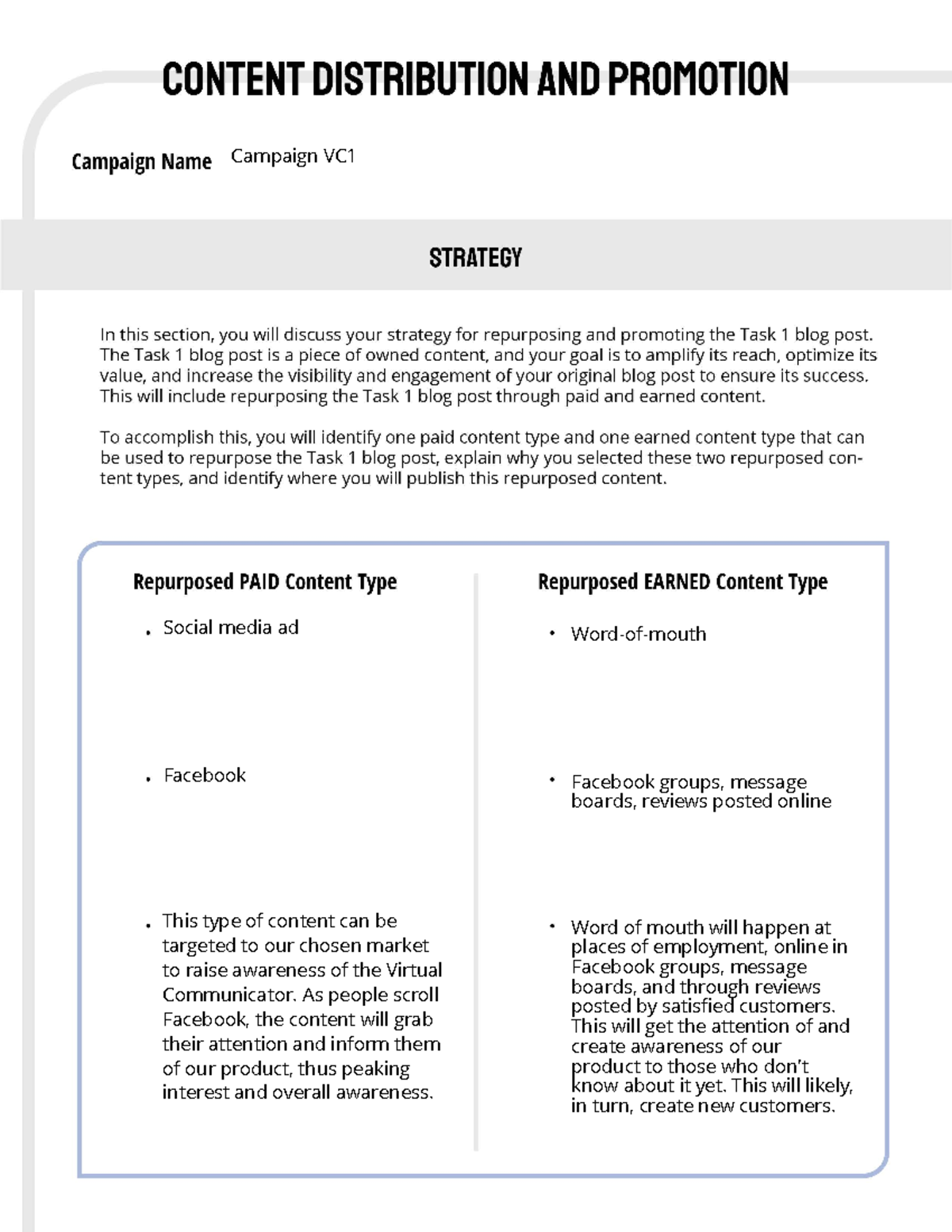 Content Distribution & Promotion Template D176 Task 2 Revised - Studocu