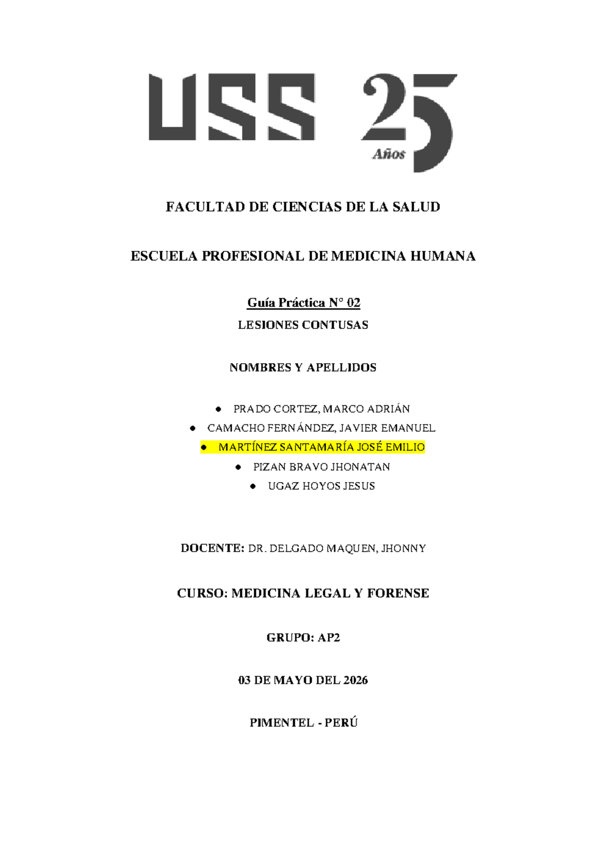 Guía Práctica 02: Lesiones Contusas en Medicina Legal y Forense MLF ...