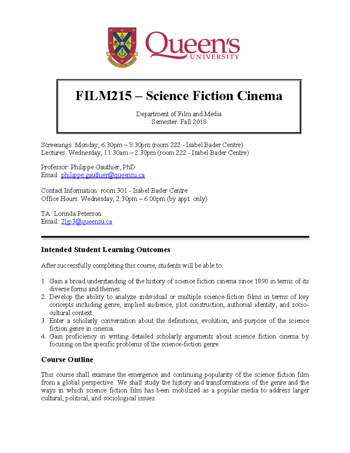 FILM215 Syllabus – Science Fiction Cinema Overview and Course Details ...