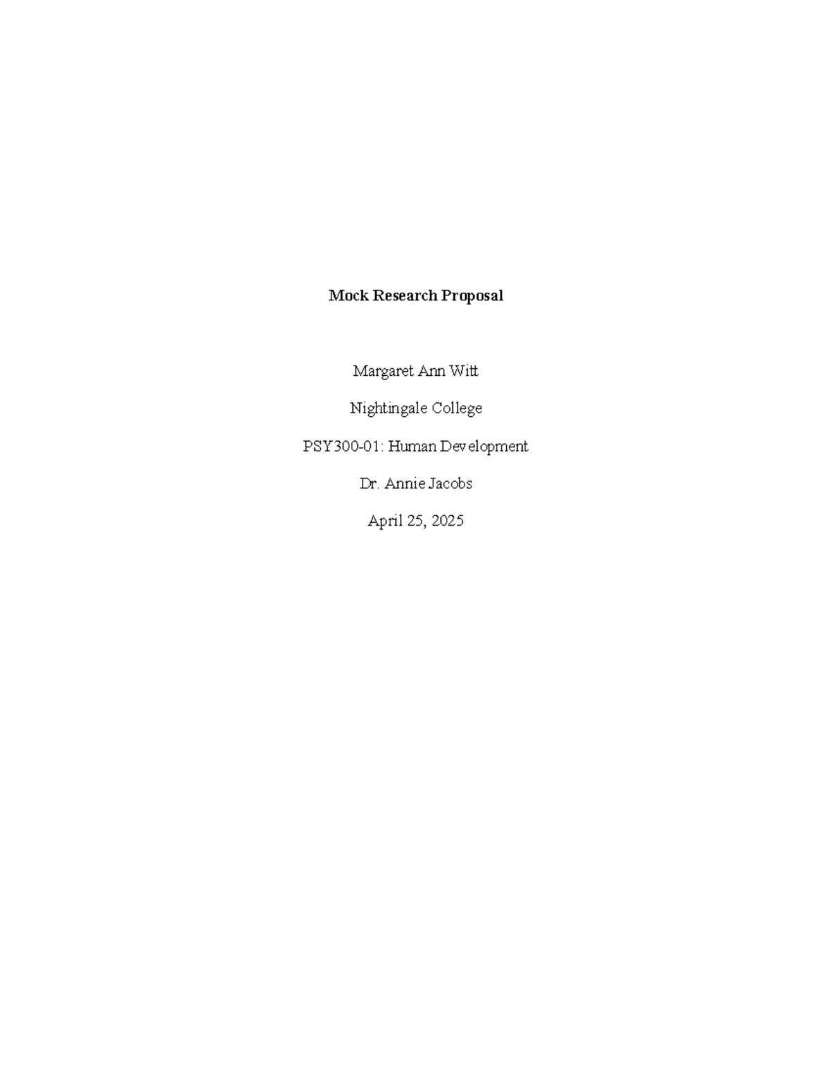 Mock Research Proposal: Identity vs. Role Confusion in Adolescent ...