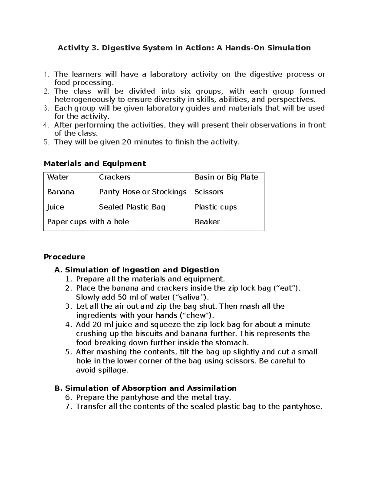 Activity 3: Digestive System Simulation Lab Guide - Studocu