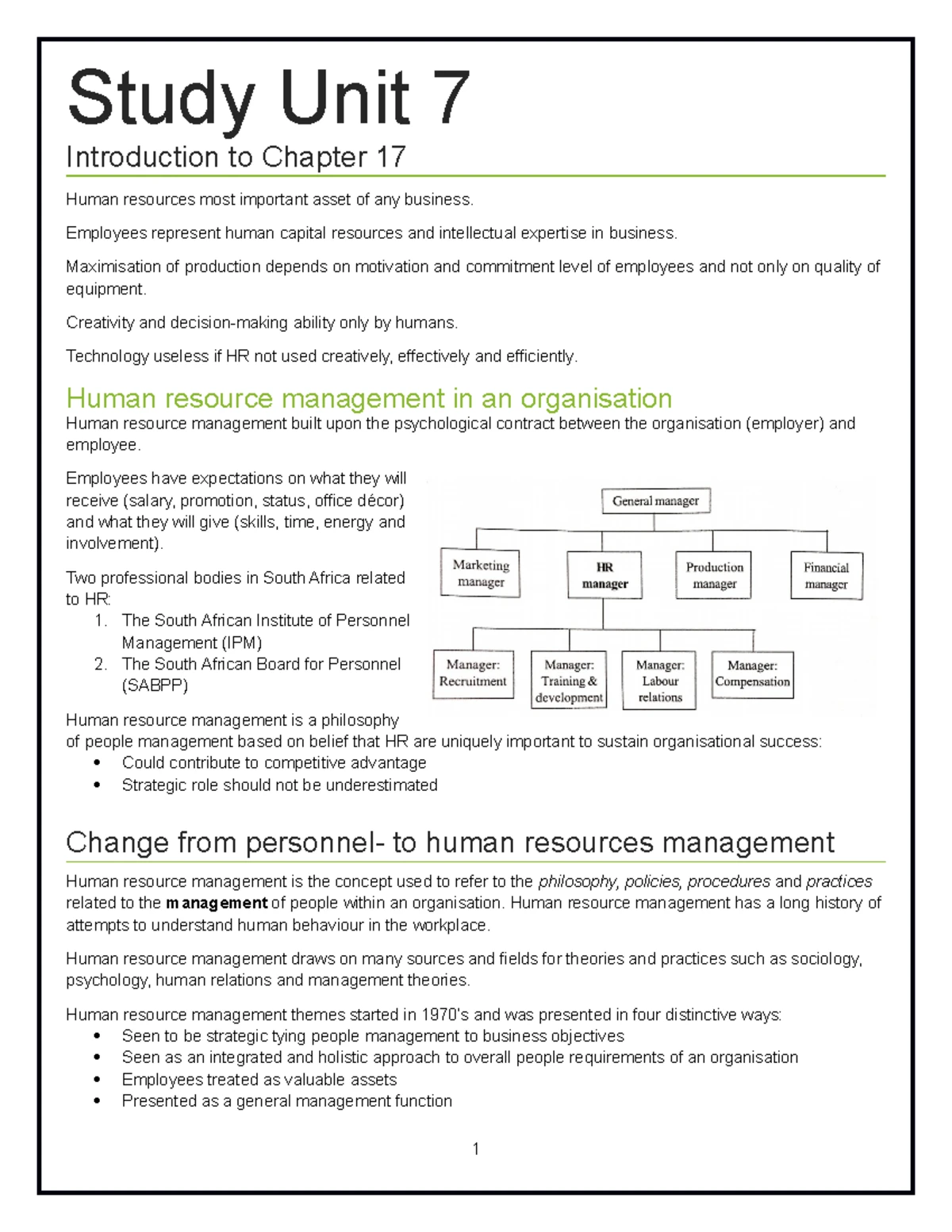 Unit 1 (Chapter 9): Overview of General & Strategic Management Concepts ...