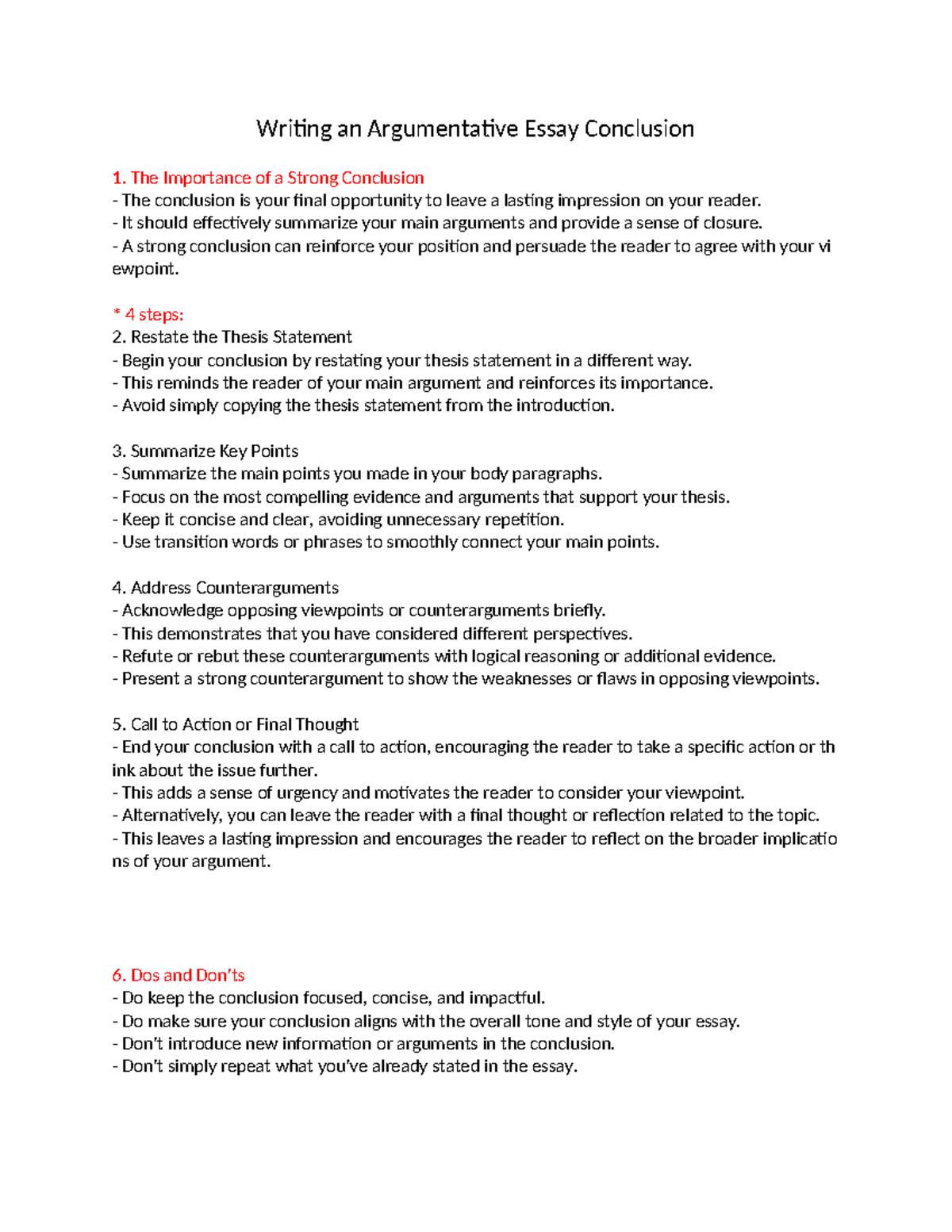 Writing an Argumentative Essay Conclusion - The Importance of a Strong ...