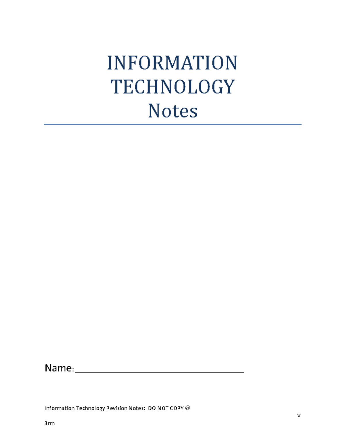 IT-1 Revision Notes: Key Concepts from Grades 7 to 11 - Studocu