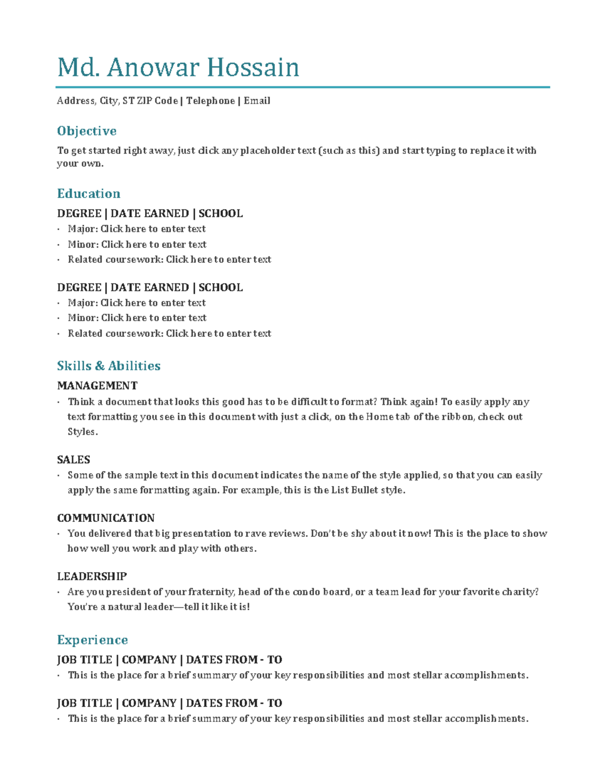 CV Template - Create Your Professional Resume Now! - Studocu