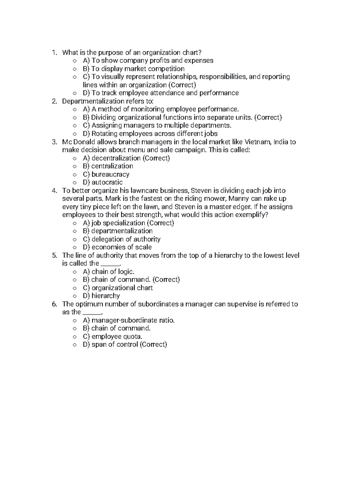Chap 8 & 9 - Intro to BA - Org Charts & Structure Concepts - Studocu