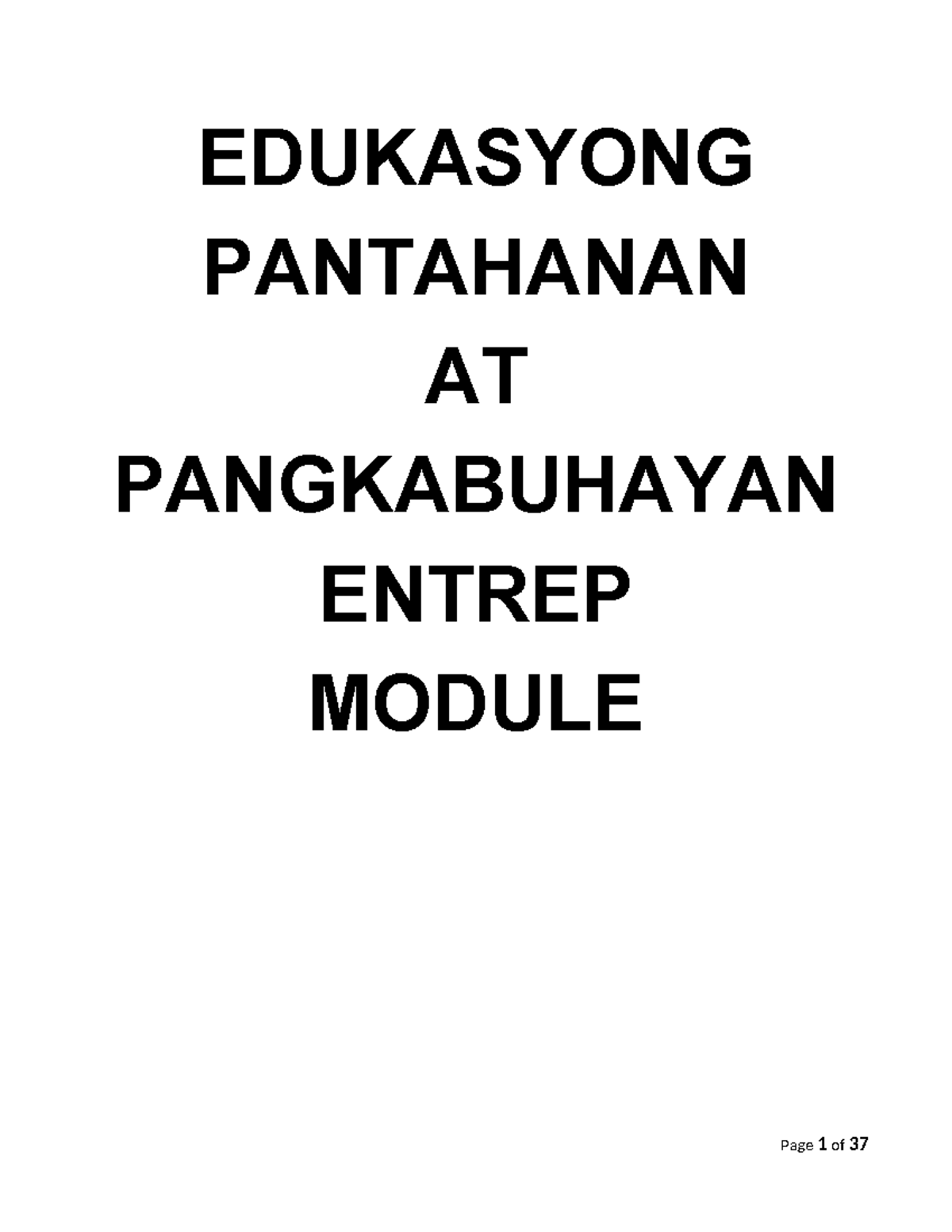 Module - TLE - EDUKASYONG PANTAHANAN AT PANGKABUHAYAN ENTREP MODULE ...