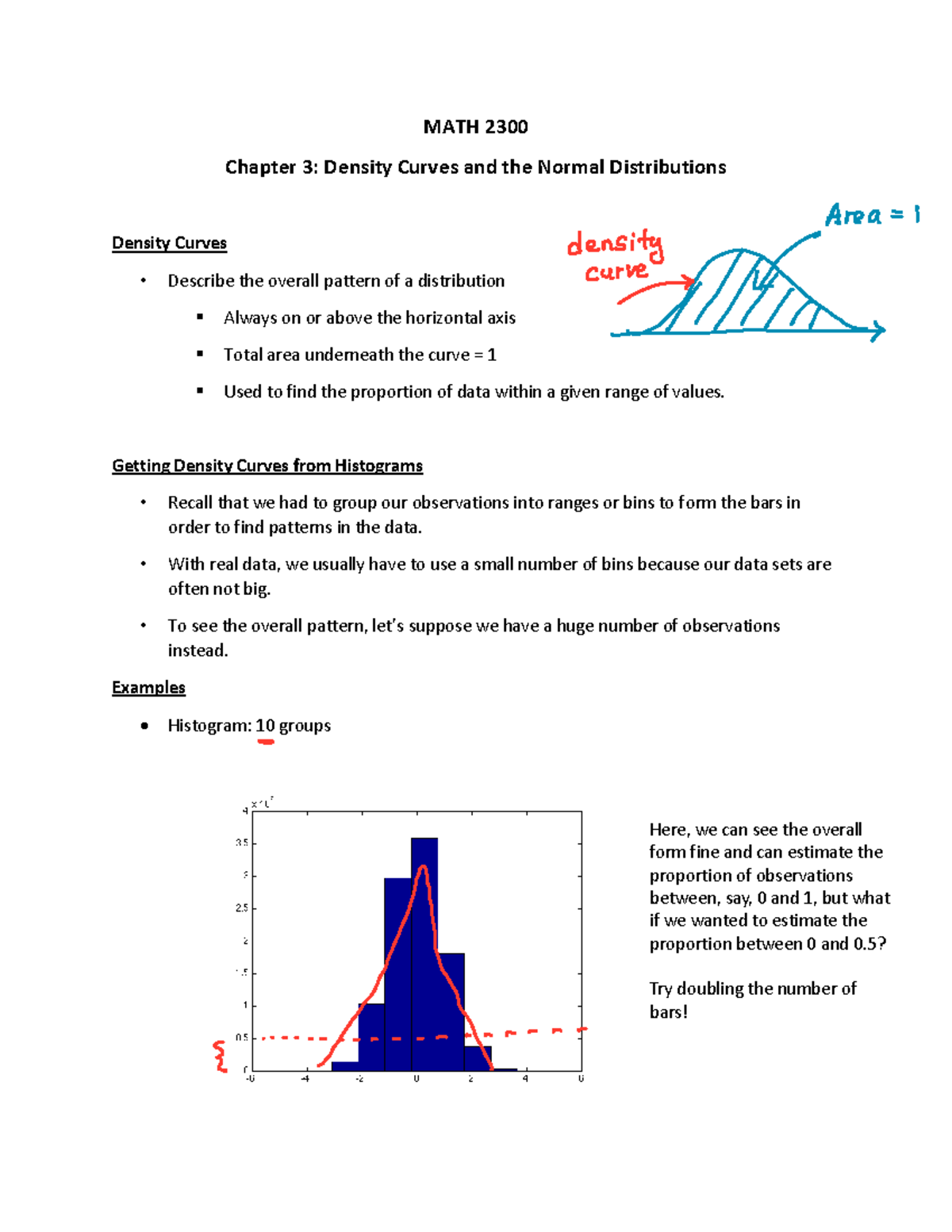Chapter 3 Notes - Statistical Methods - MATH 2300 Chapter 3: Density ...