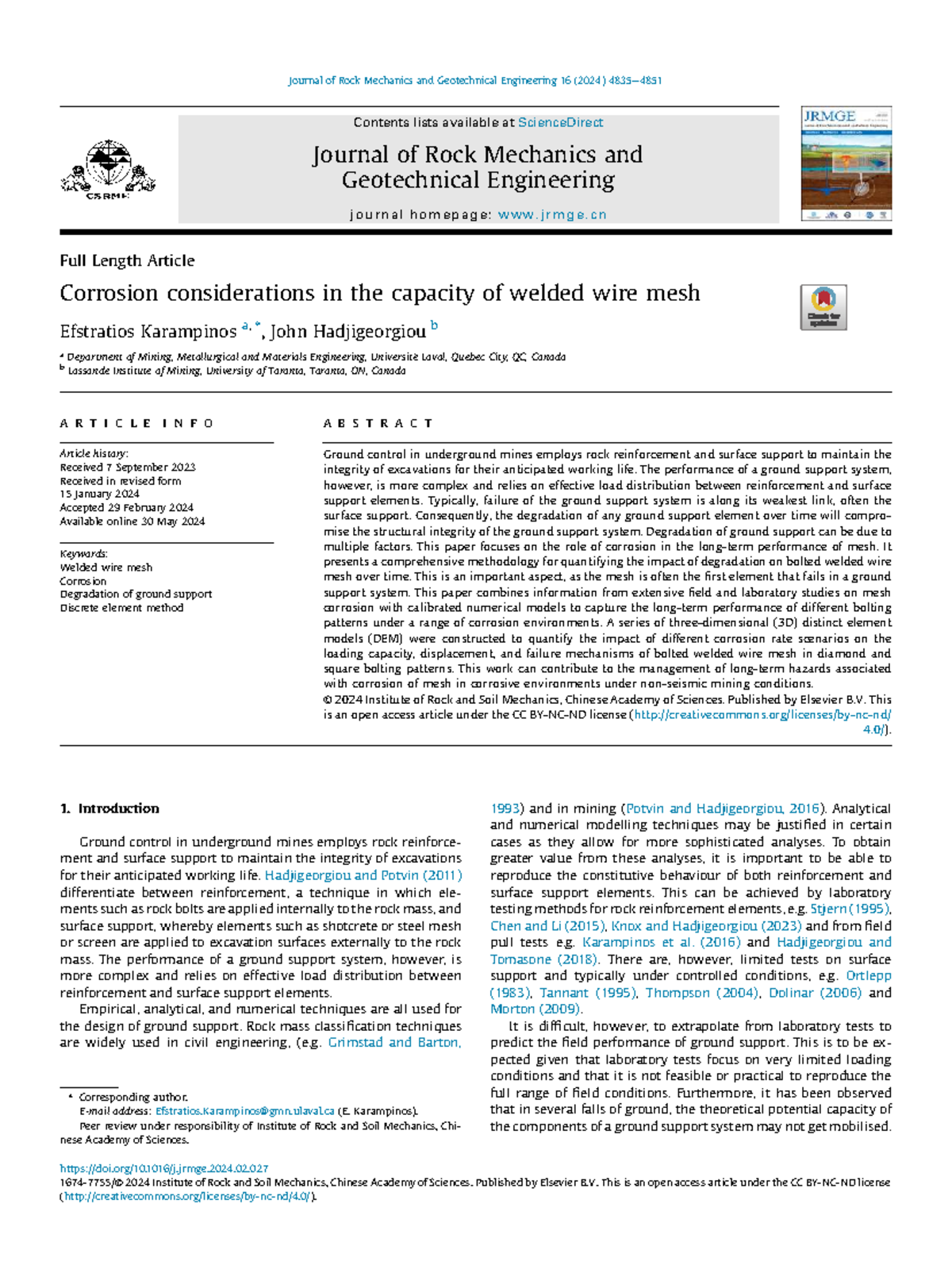 Corrosion Impact on Welded Wire Mesh Performance in Mining (ENGG 2024 ...