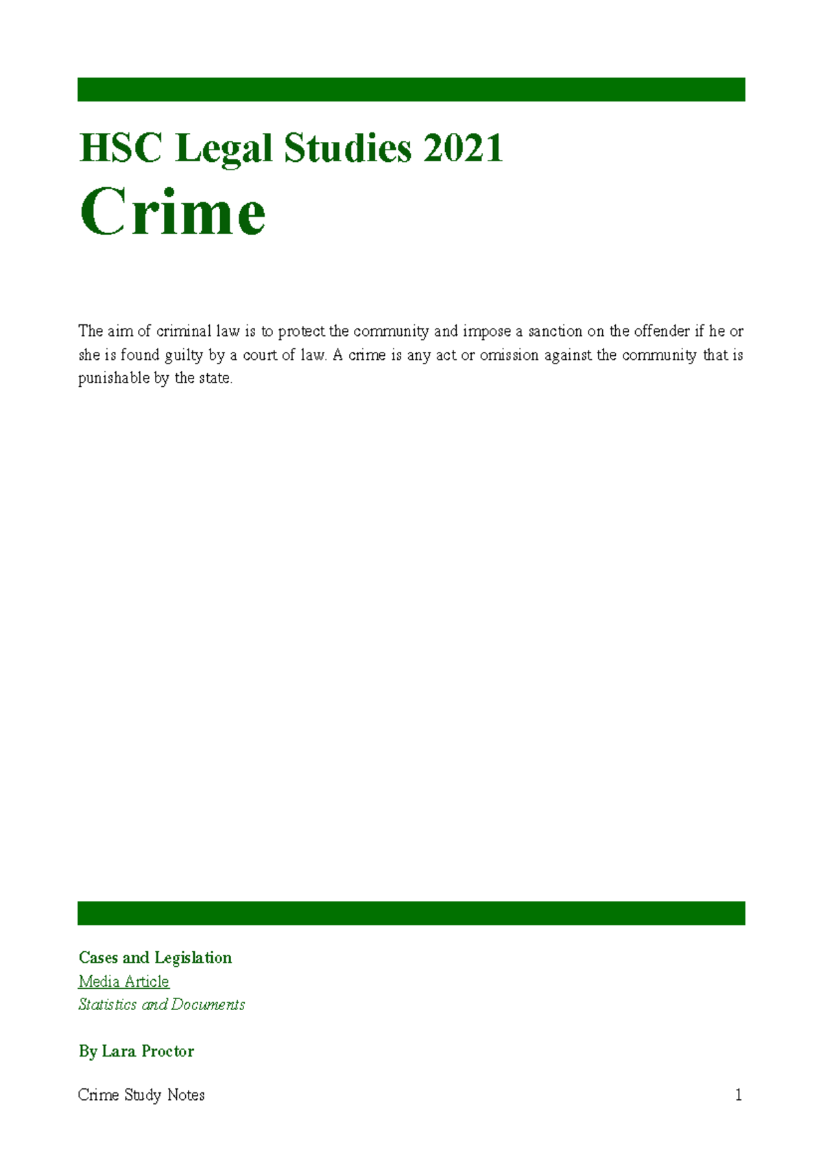 HSC Legal Studies Crime Notes: Key Concepts and Criminal Law Overview ...