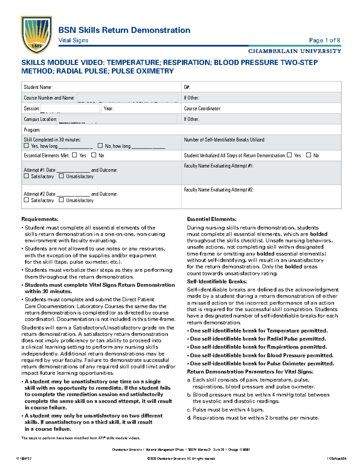NR-224 & NR-299: Vital Signs Return Demonstration Guidelines - Studocu