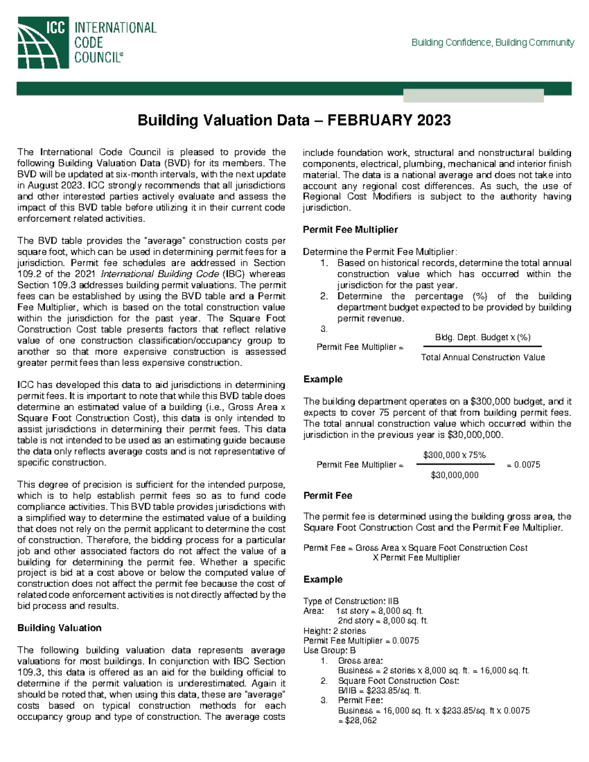 ICC Building Valuation Data - February 2023 Update - Studocu