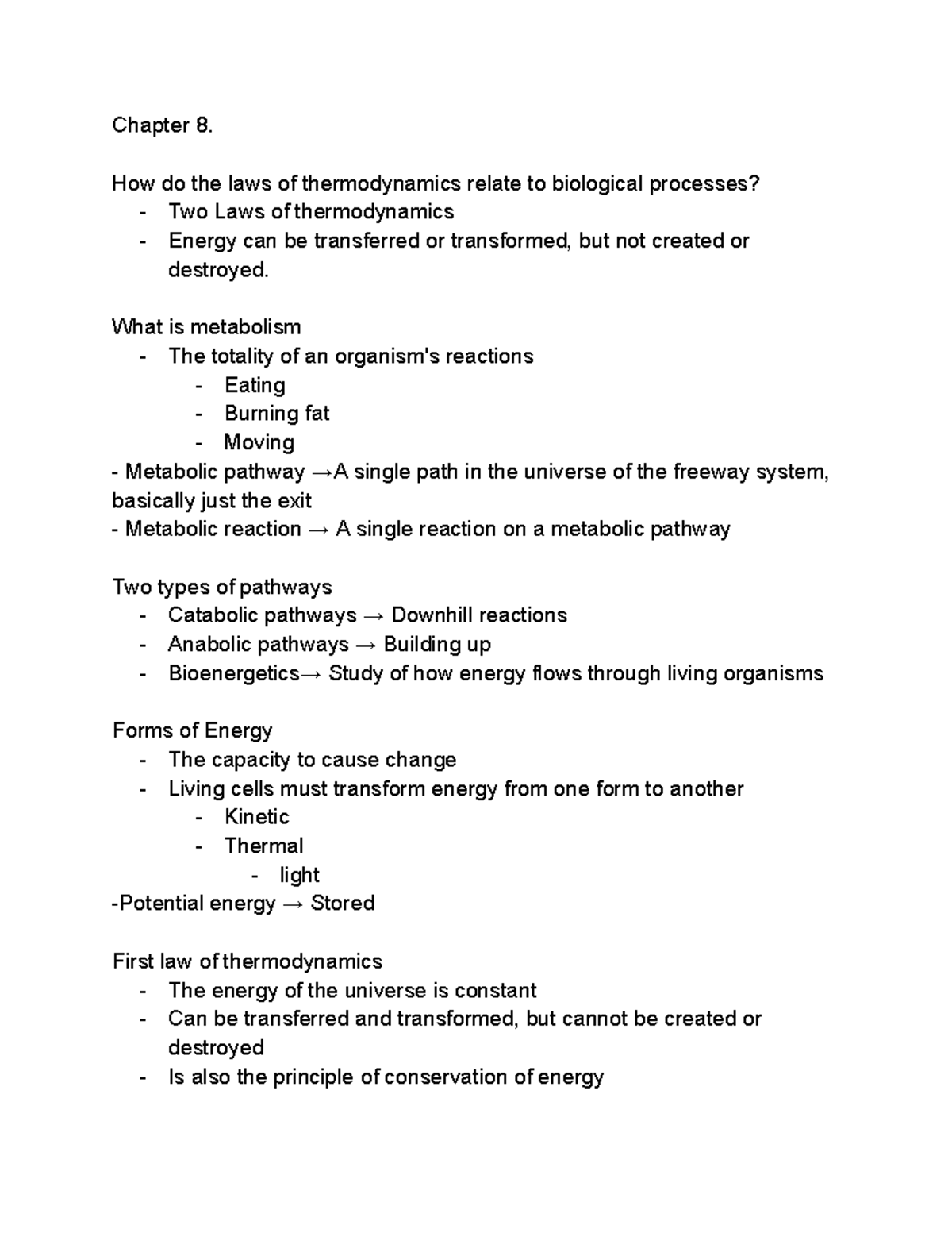 Biology 101: Chapters 8-12 - Metabolism, Photosynthesis & Cell Division ...