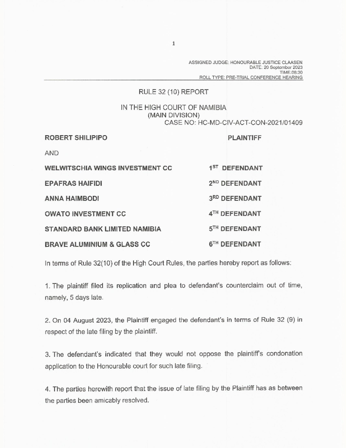 Judging Report on Rule 32 (10) - Robert Shilipipo Analysis - Studocu