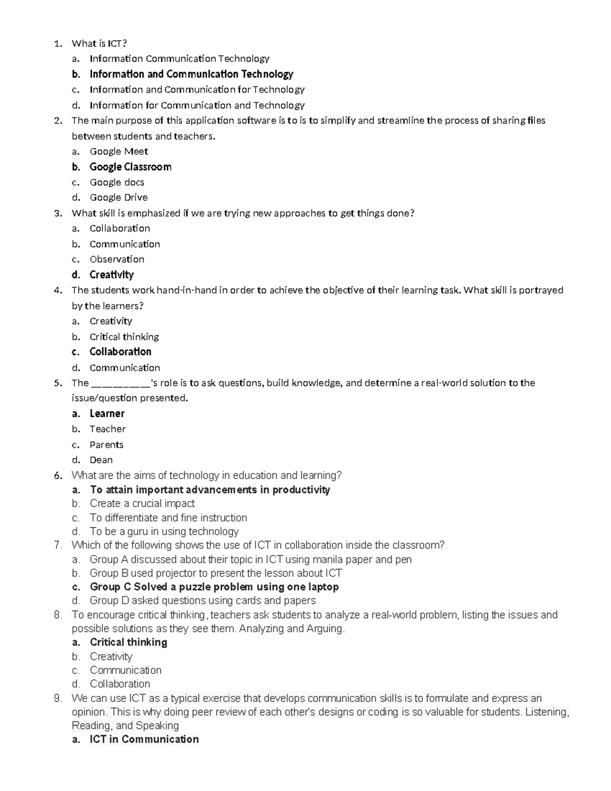 EDU 578 Final Exam Review of ICT Concepts and Skills - Studocu
