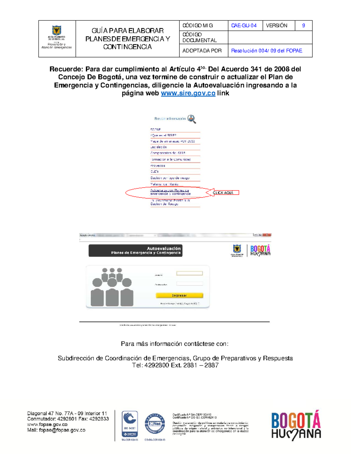 GUÍA PARA ELABORAR PLANES DE EMERGENCIA Y CONTINGENCIA CÓDIGO MIG V9 ...