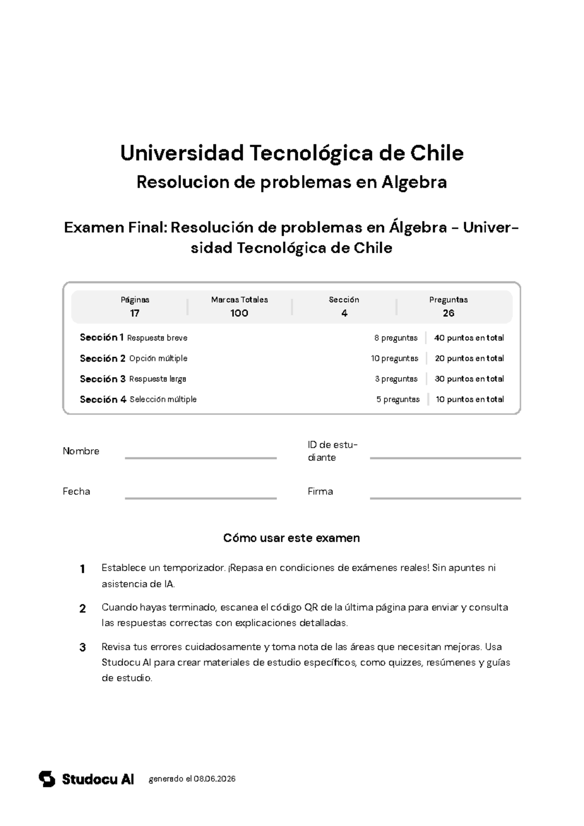 Examen Final: Resolución de problemas en Álgebra - UTC - Studocu