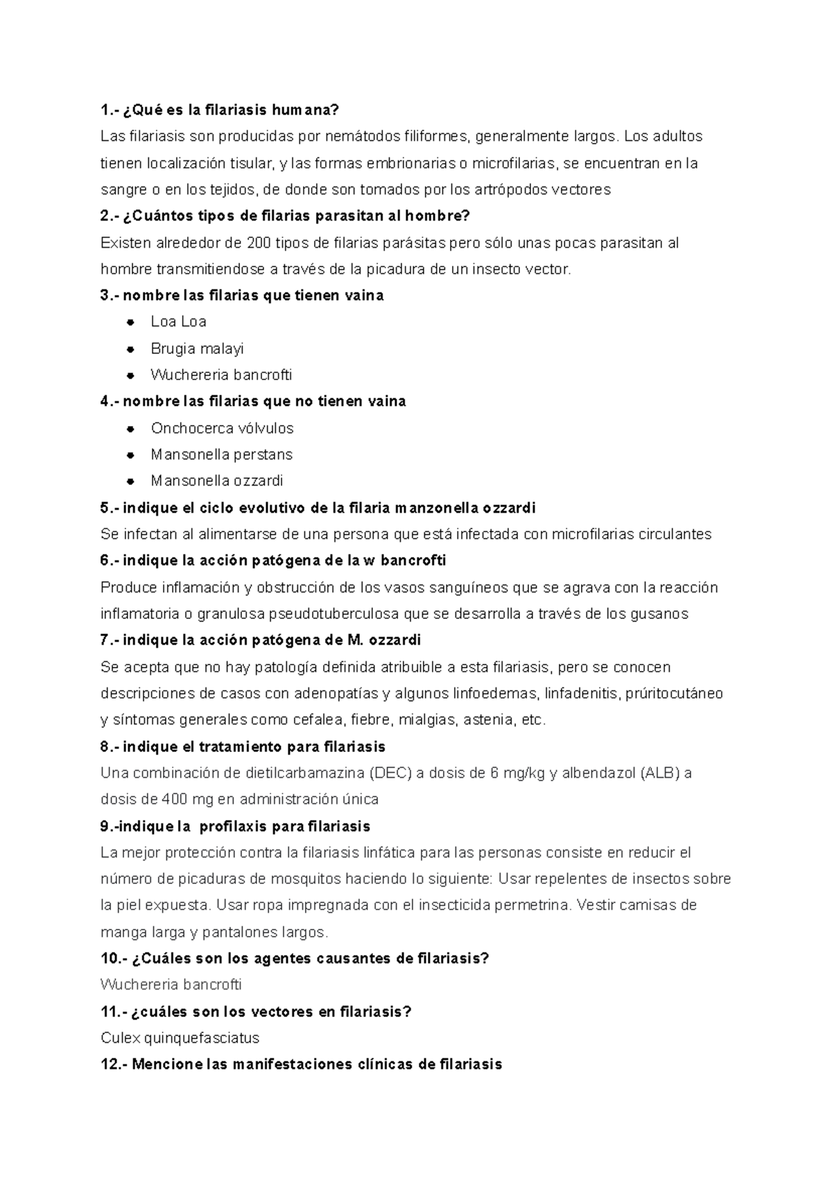 Filarias - 1.- ¿Qué es la filariasis humana? Las filariasis son ...