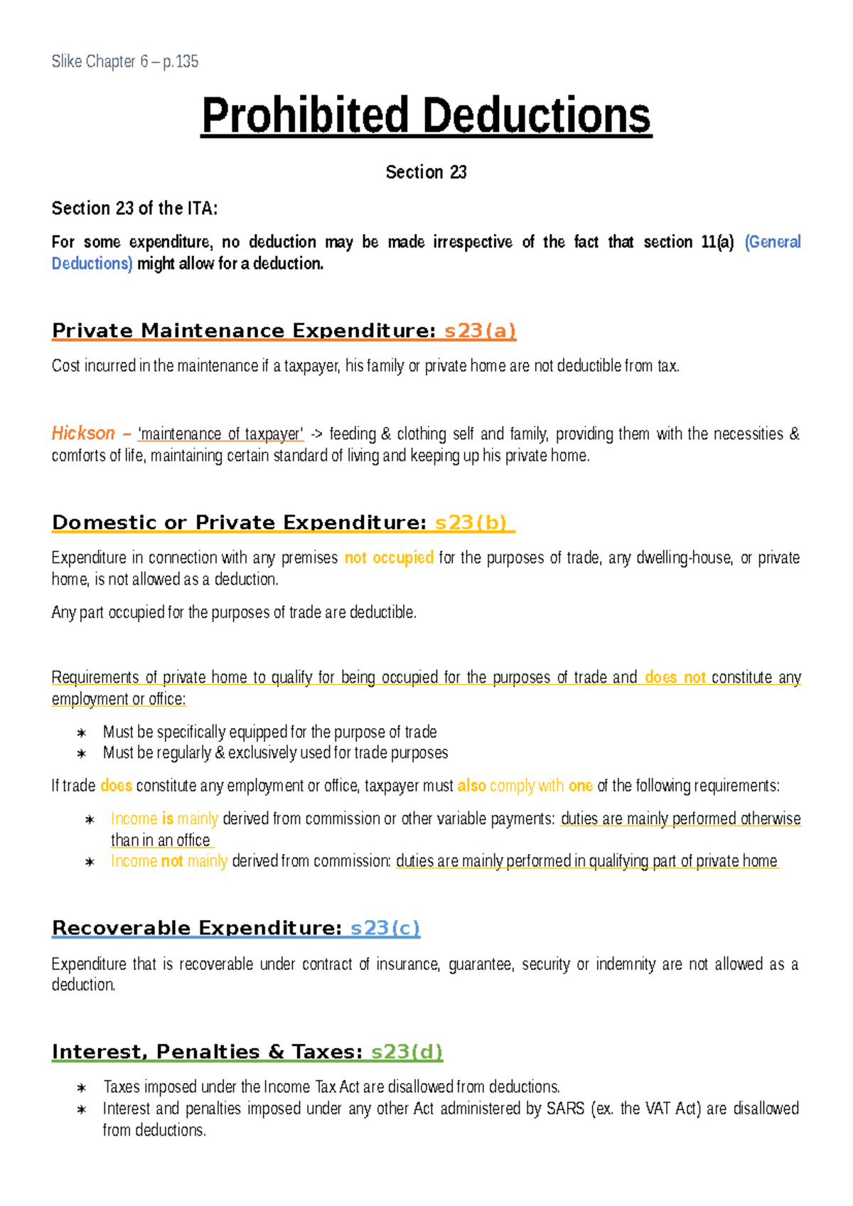 Prohibited Deductions Overview - LA3 Lecture Notes - Studocu
