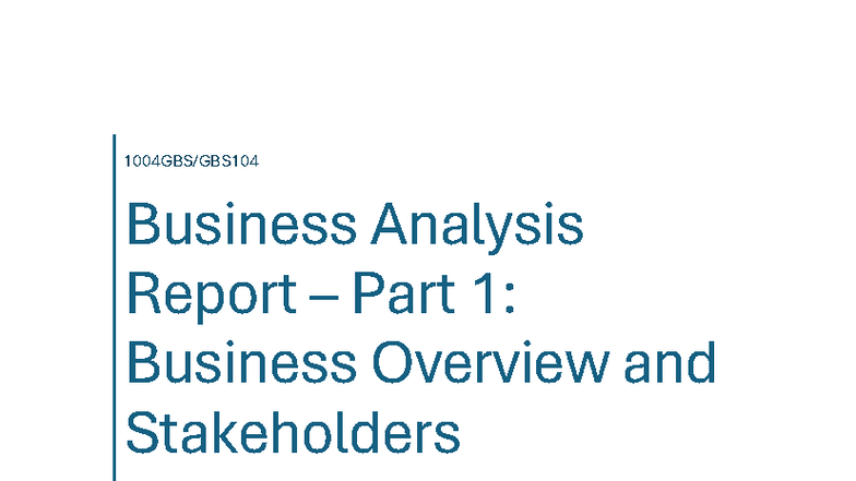 Business Analysis Report P1: Overview of Earth Choice & Stakeholders - Studocu