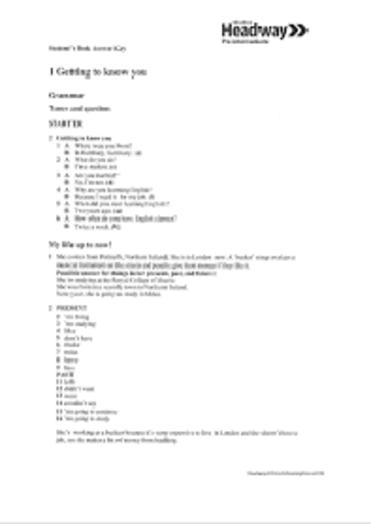 Headway B1 intermediate students book answer key - 5th edition - Studocu