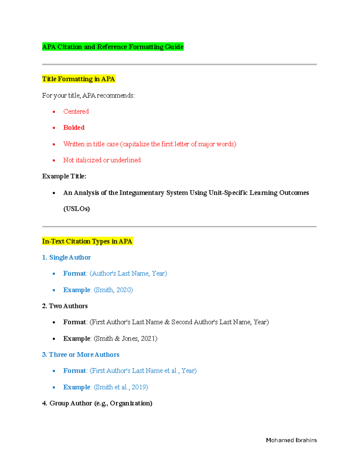 APA Citation & Reference Formatting Guide: Best Practices & Examples - Studocu